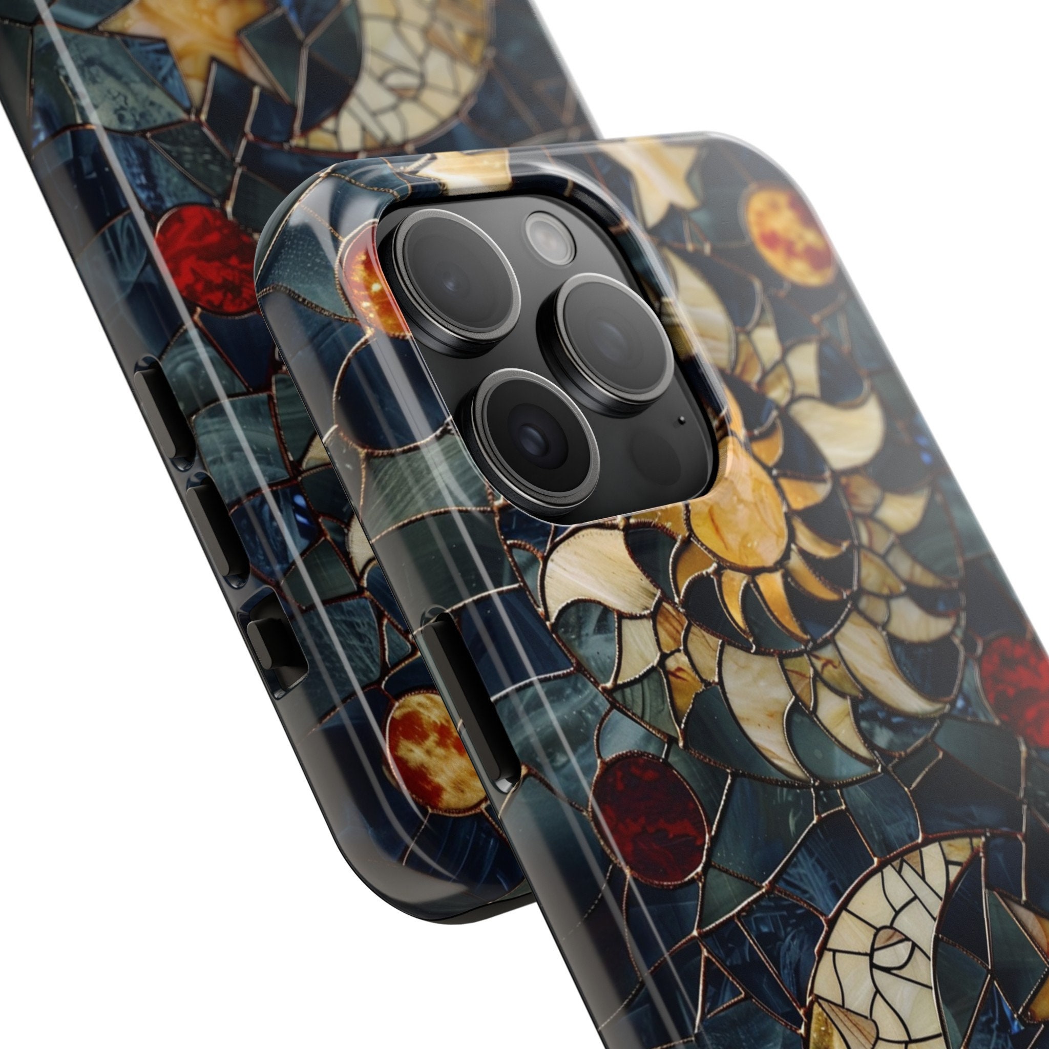 Sun Moon & Stars Phone Case Faux Stained Glass, Celestial Gift Idea for ...