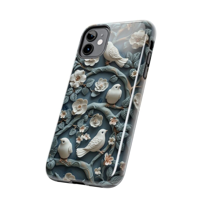 Doves and Flowers Clay Look Birds in Flowers Phone Case | White Bird ...