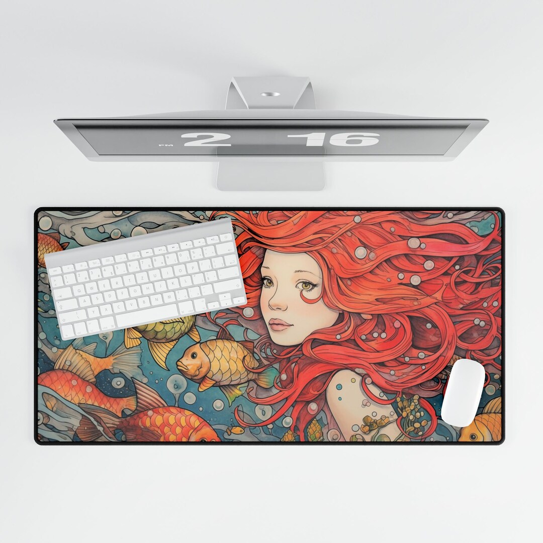 Mystic Mermaid Water Color Painting Desk Mat - Mermaid Under the Sea ...