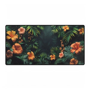 Jungle Palms and Flowers Desk Mat - Botanical Cottagecore Floral ...