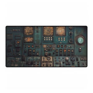 Space Ship Control Panel XXL Desk Mat, Vintage Desk Pad for Gamers and ...