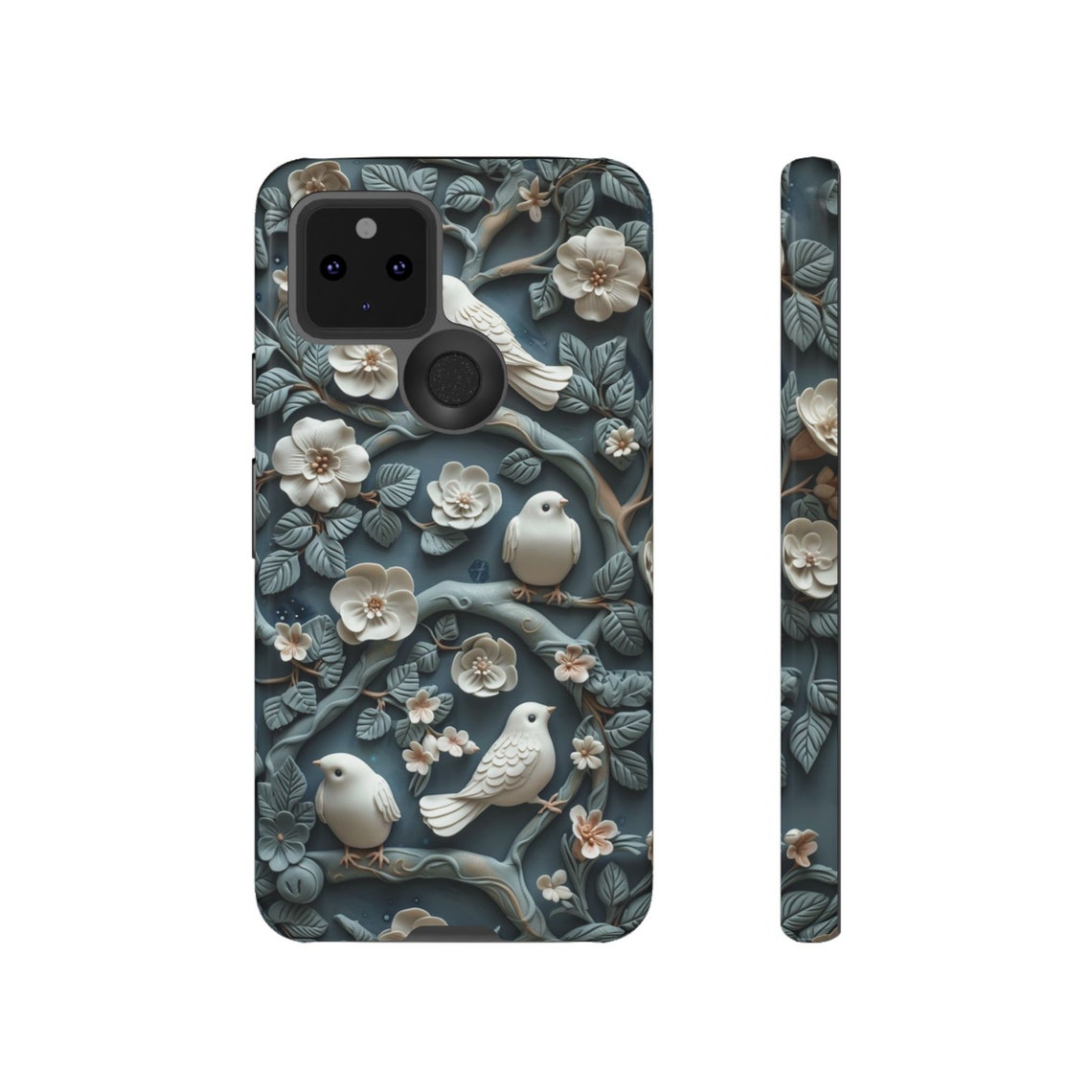 Doves and Flowers Clay Look Birds in Flowers Phone Case White Bird ...