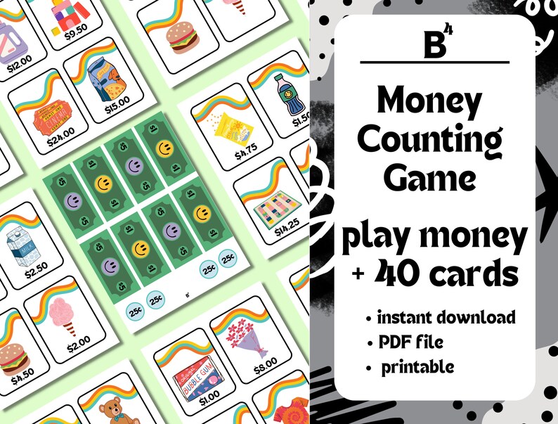 Money Counting Worksheet, Counting Game, Play Money for Kids ...