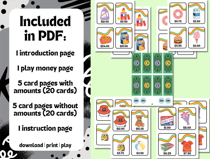 Money Counting Worksheet, Counting Game, Play Money for Kids ...