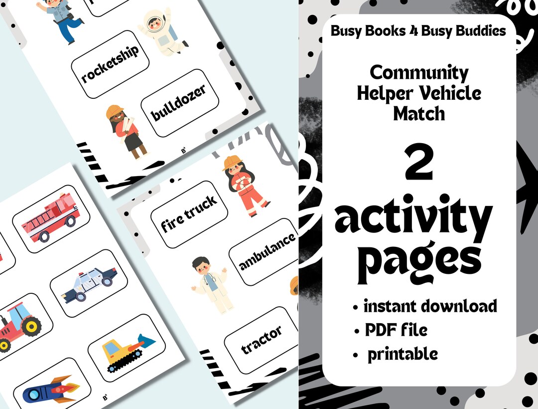 Toddler Busy Book, Community Helper Workbook Pages, Learning Binder ...