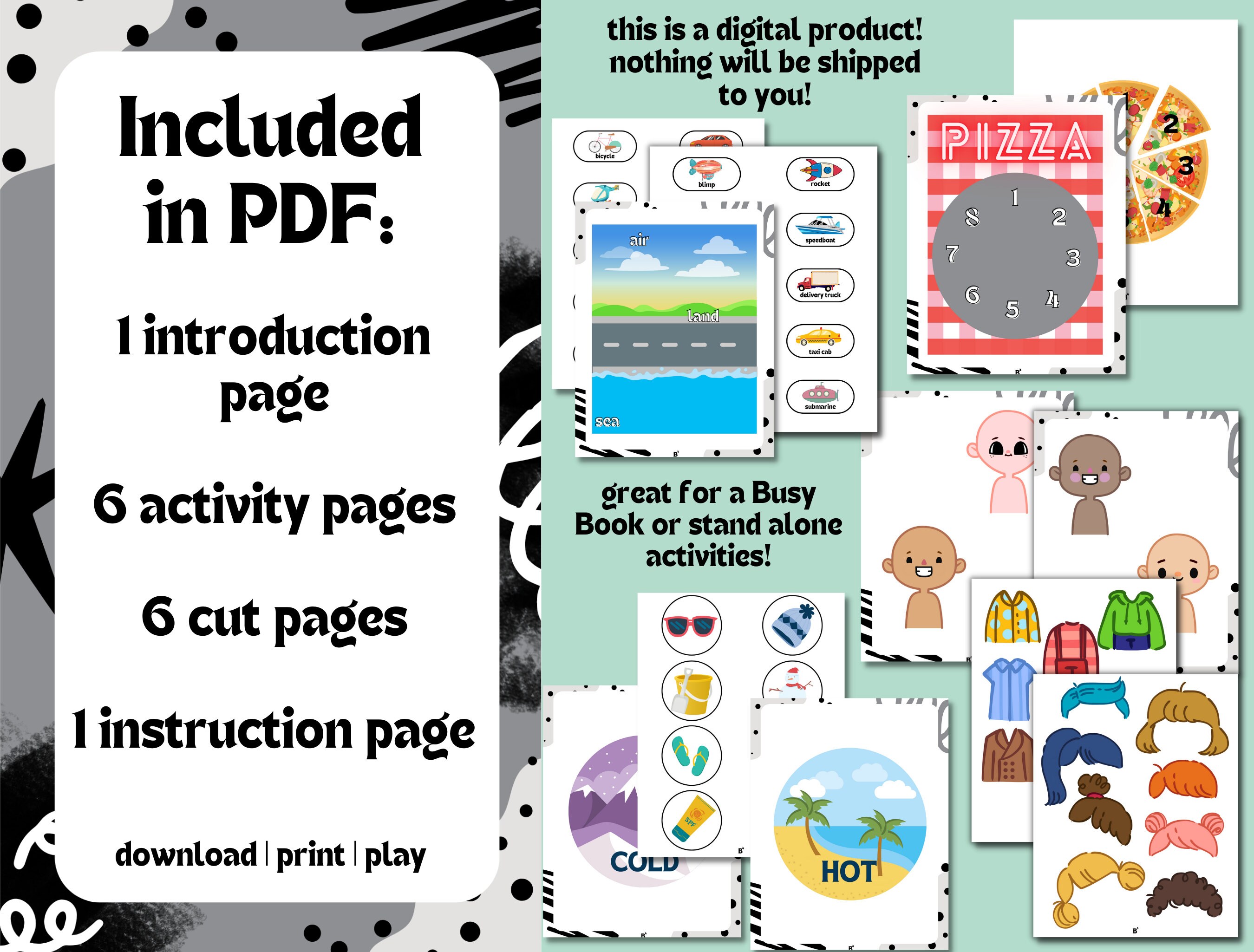 Toddler Busy Book, Toddler Workbook Pages, Learning Binder, Activity ...