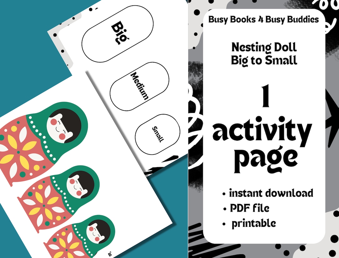 Toddler Busy Book, Nesting Doll Workbook Pages, Learning Binder ...
