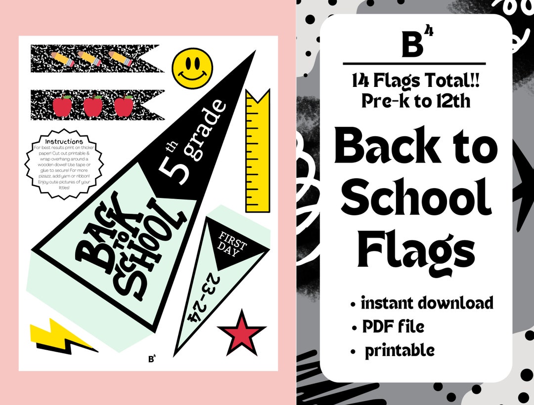 Back to School Flag, Back to School Pennant, First Day of School Flag ...