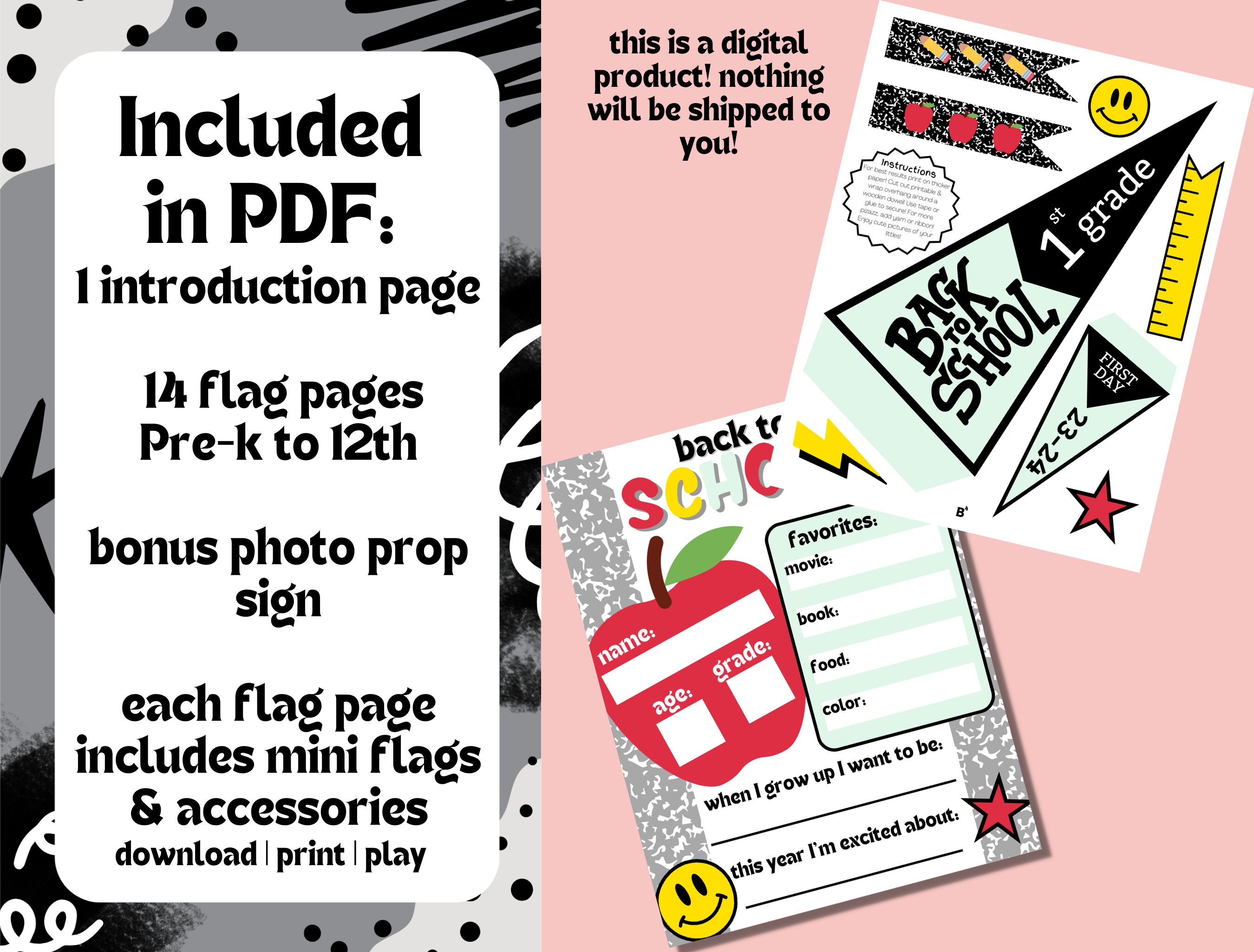 Back to School Flag, Back to School Pennant, First Day of School Flag ...