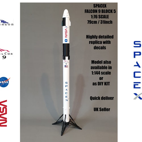 Spacex Falcon 9 Demo-2 Model With Crew Dragon 1:72 Scale - Etsy