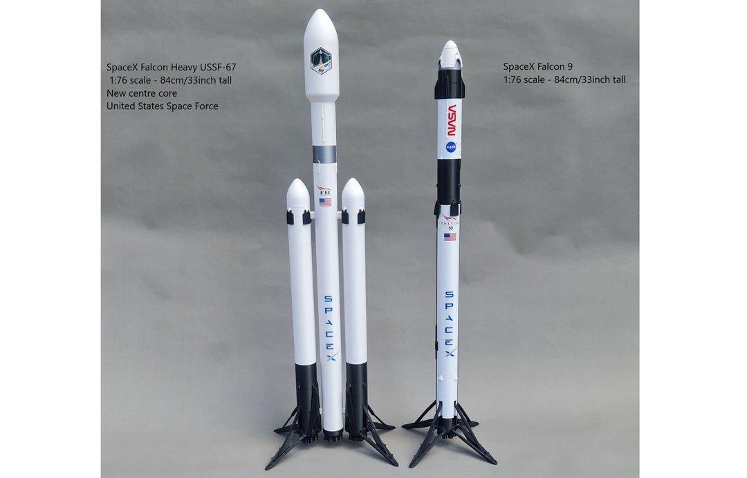 Spacex Falcon Heavy USSF-67 + Falcon 9 Block 5 - 1:76 Scale - 84cm/33 ...