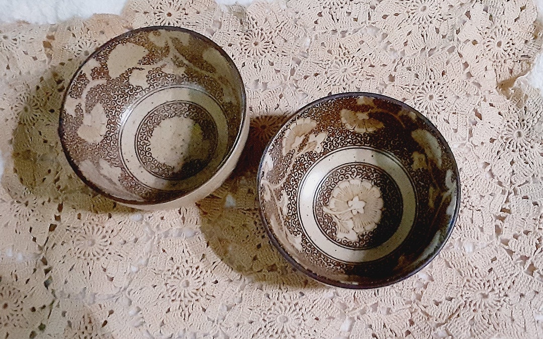 Sound Collection Rice Bowls Made in Japan Tan Brown Stoneware Sousaku ...
