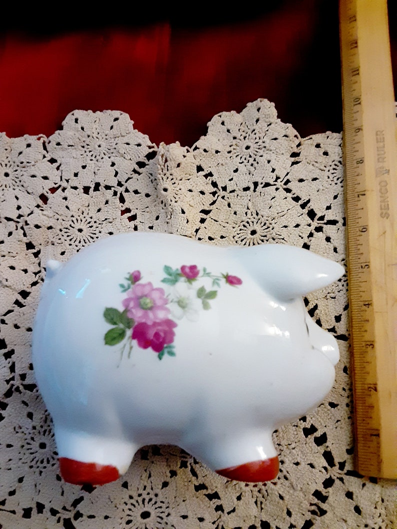 Vintage Piggy Bank Fat Lefton Floral Chubby - Etsy