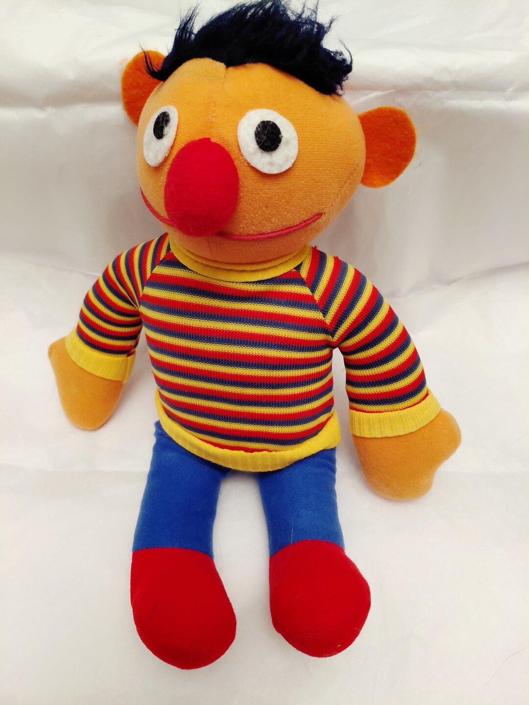 Vintage Sesame Street Ernie Knickerbocker Plush Stuffed Animal Blue Red ...