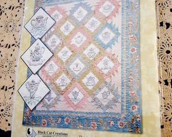 AFTERNOON TEA quilt Pattern Hand Embroidery Version By: Black Cat ...