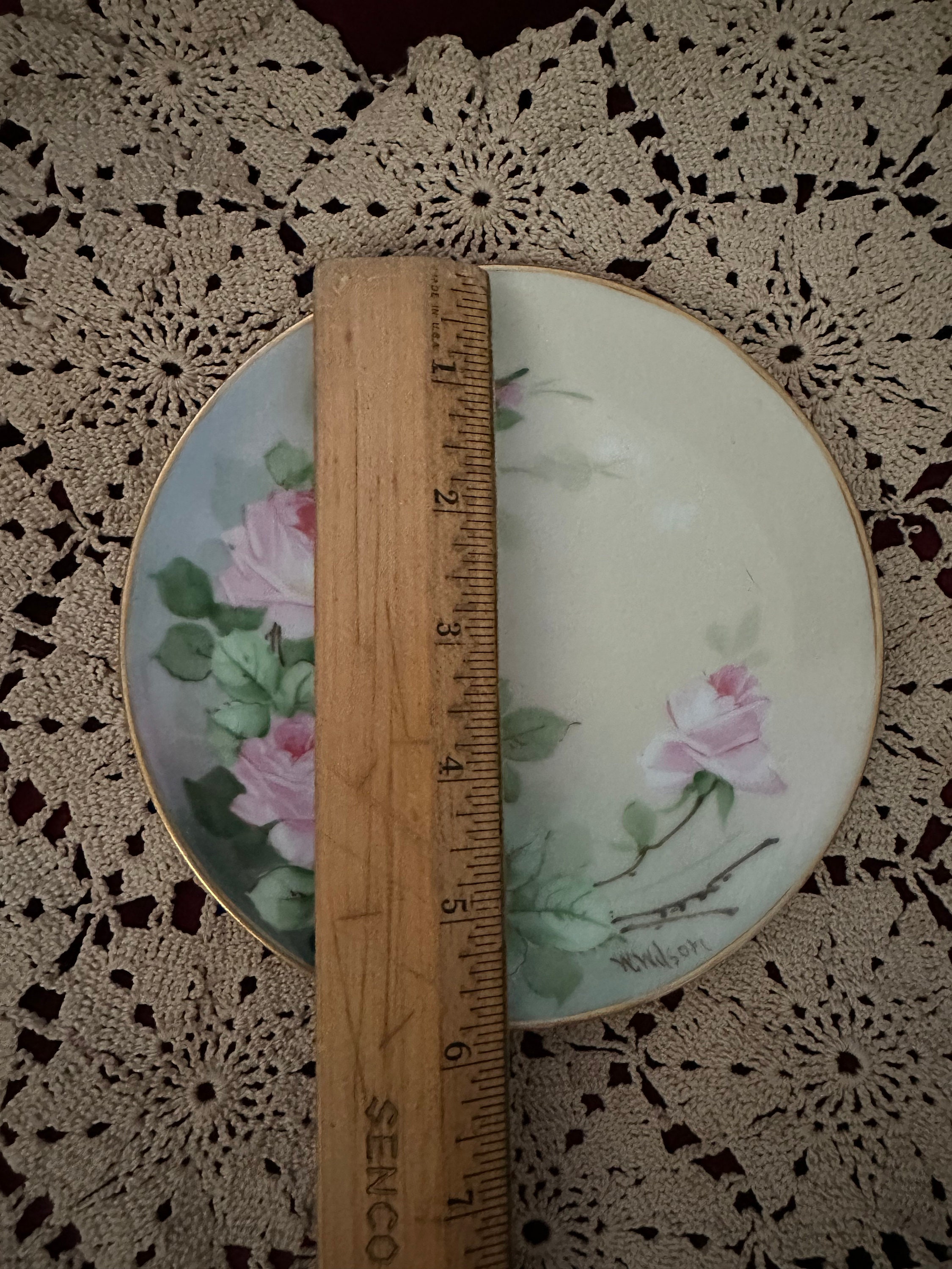 Antique Walter Wilson Hand Painted Porcelain Dish Pink Roses Cottage ...