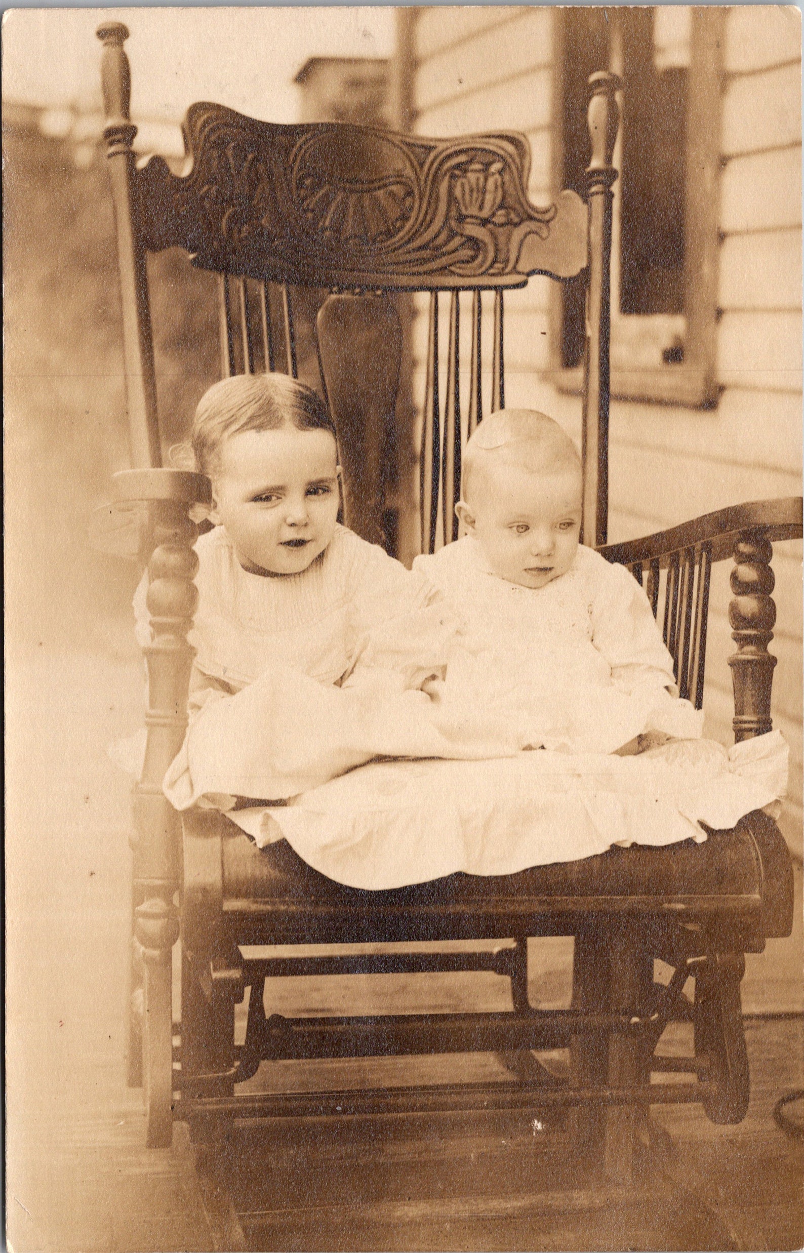 RPPC Two Young Children in Rocking Chair 1908-24 Era Real Photo ...