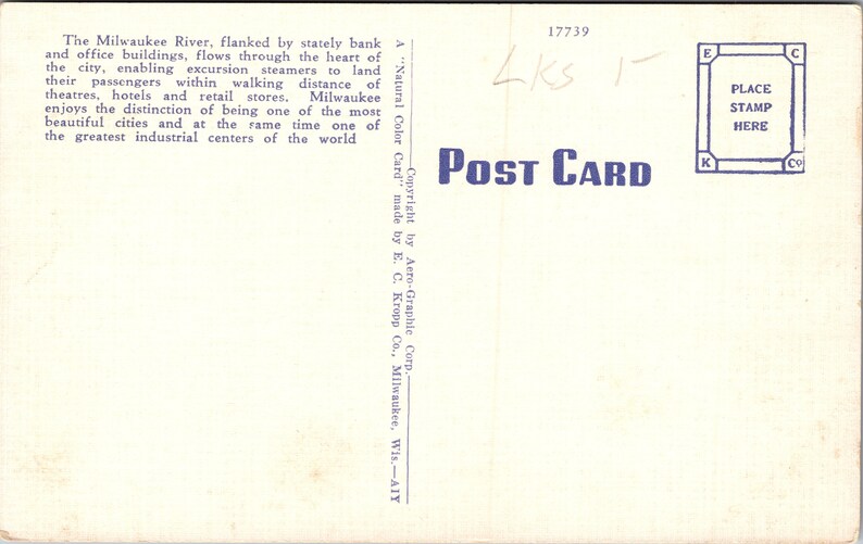 Milwaukee Wisconsin WI Aerial Downtown View Postcard - Etsy