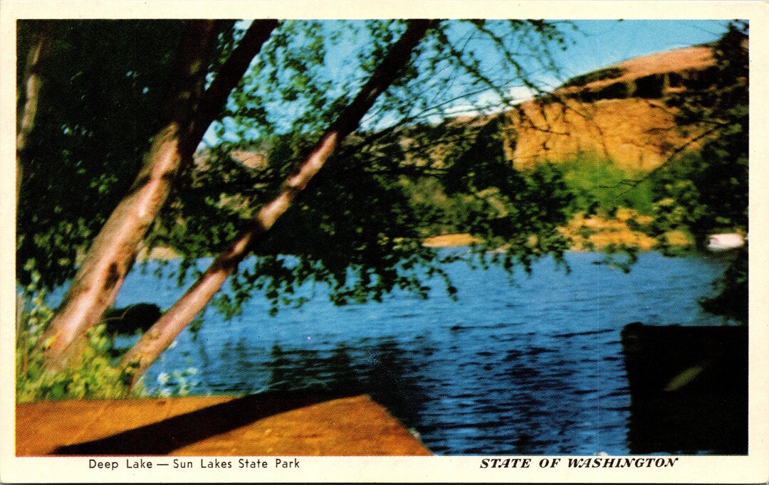 Deep Lake Sun Lakes State Park Washington WA Postcard - Etsy