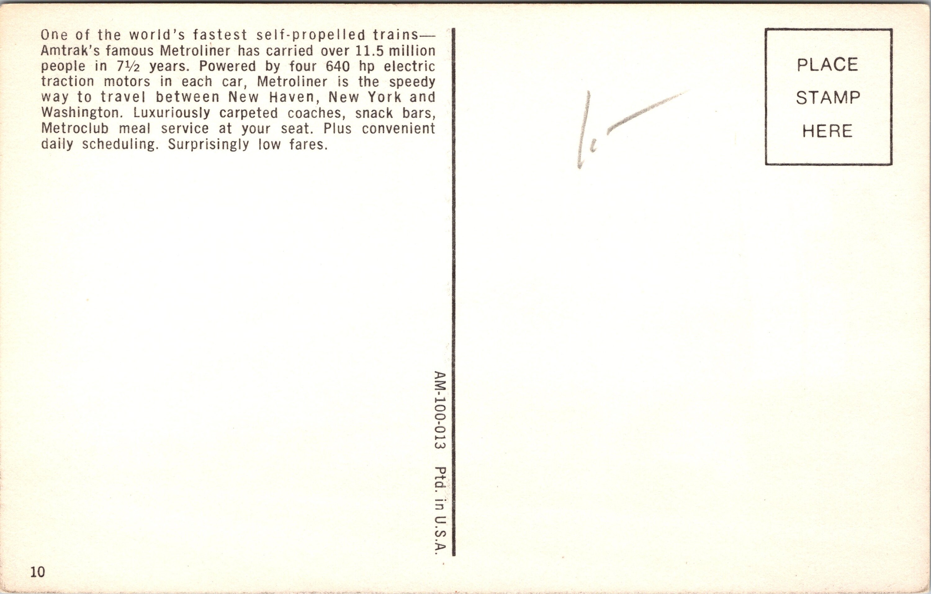 Amtrak Metroliner Passenger Train Postcard L2 - Etsy