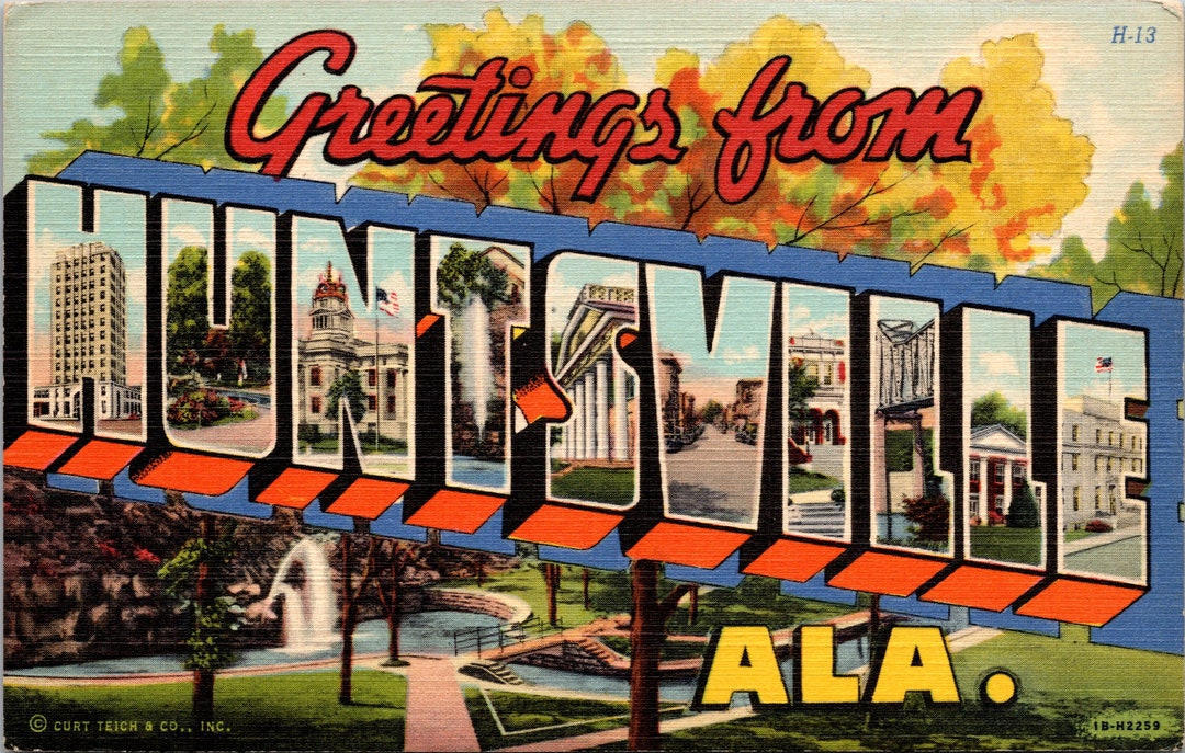 Huntsville Alabama AL Large Letter Greetings Linen Vintage Postcard - Etsy