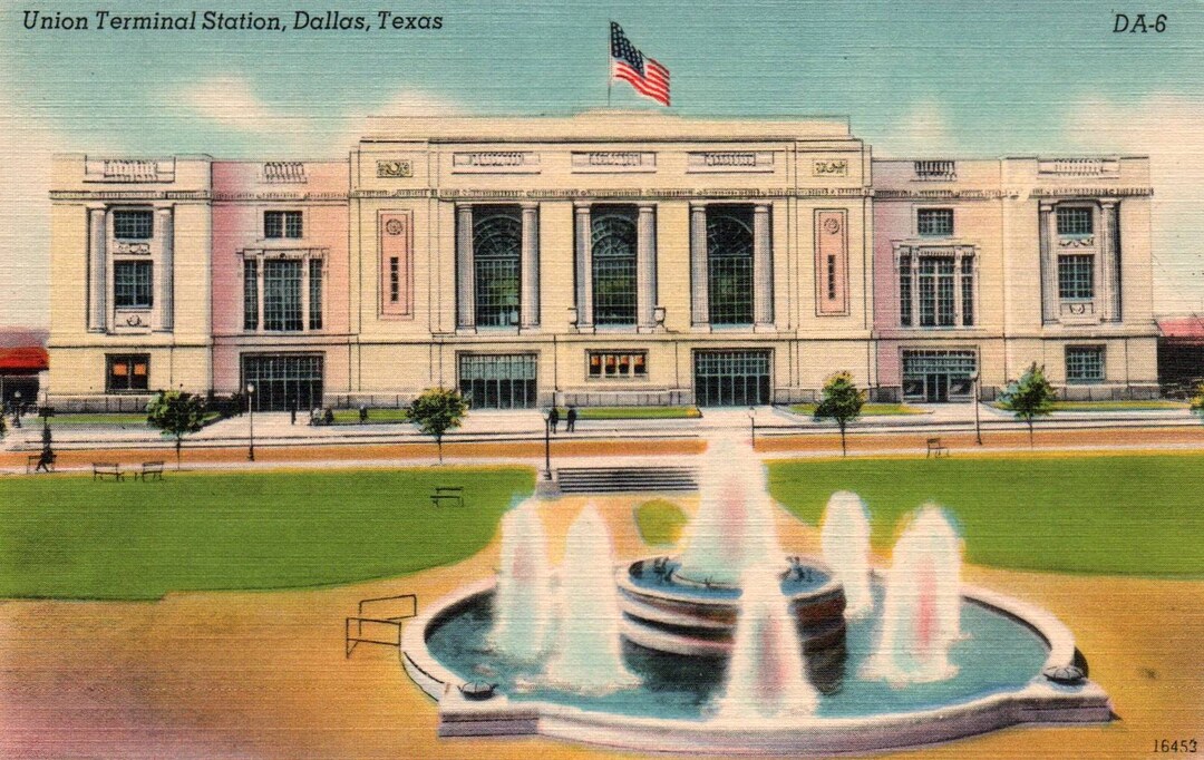 Dallas Texas Union Terminal Station Linen Vintage Postcard - Etsy