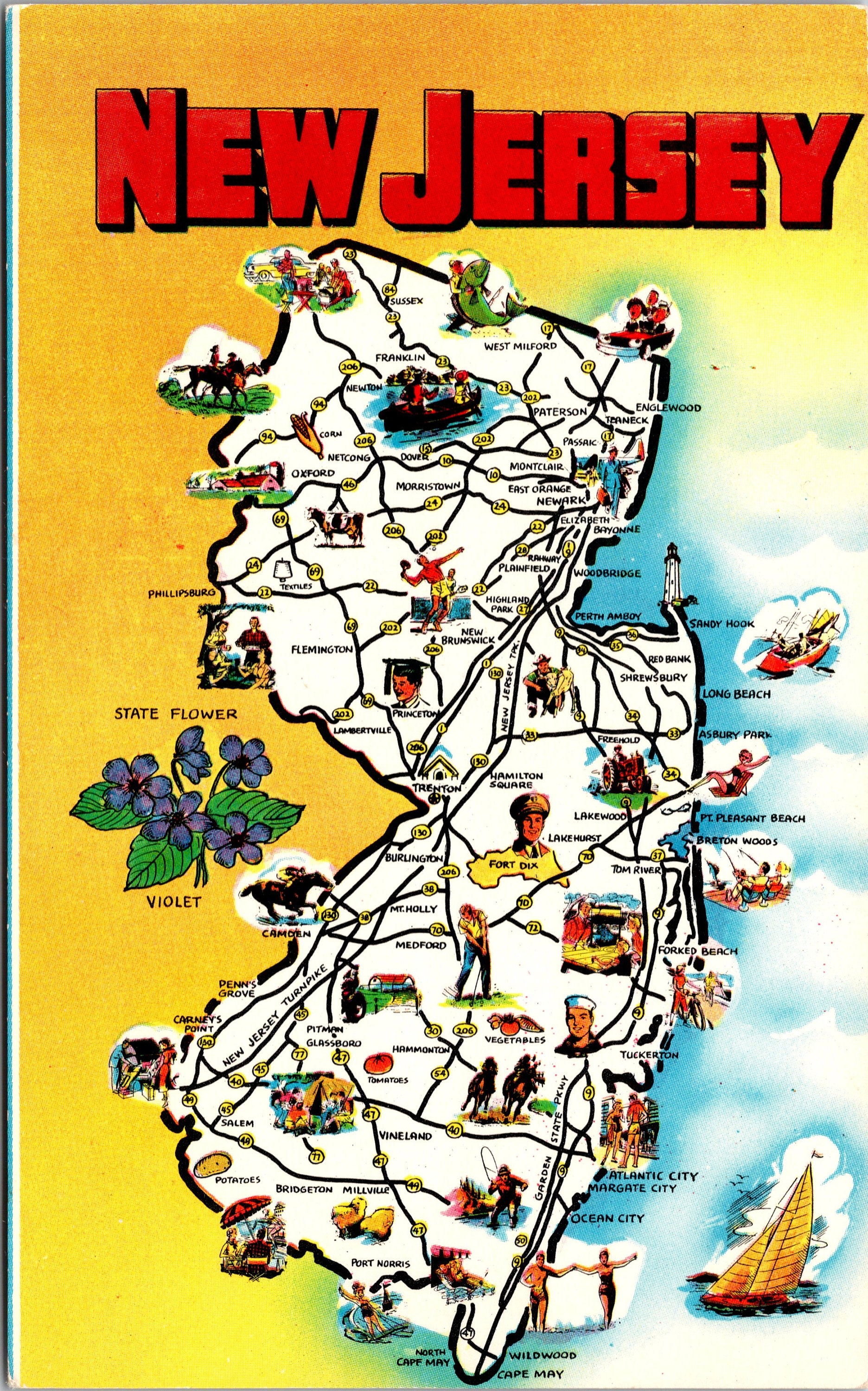 New Jersey NJ State Map Postcard - Etsy