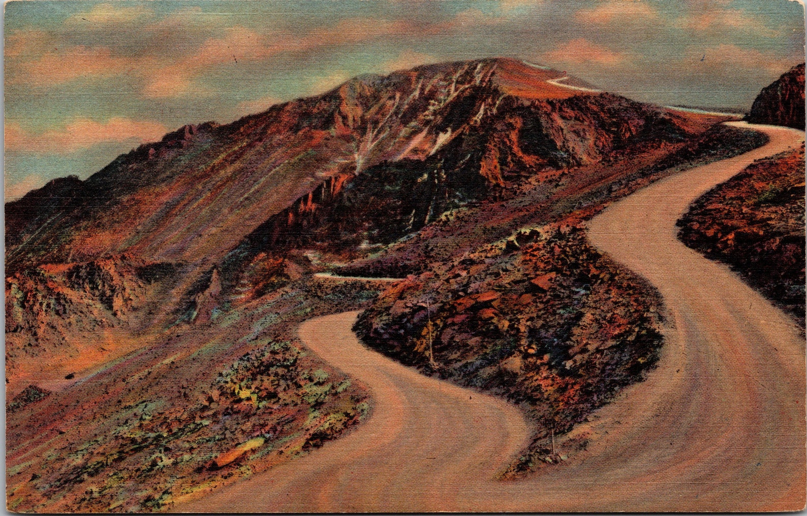 Pikes Peak Highway Colorado Switchbacks & Summit Linen Vintage Postcard ...
