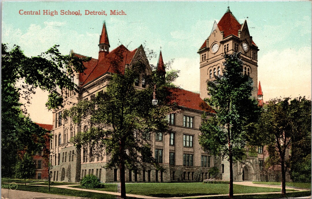 Detroit Michigan MI Central High School Vintage Postcard L56 - Etsy