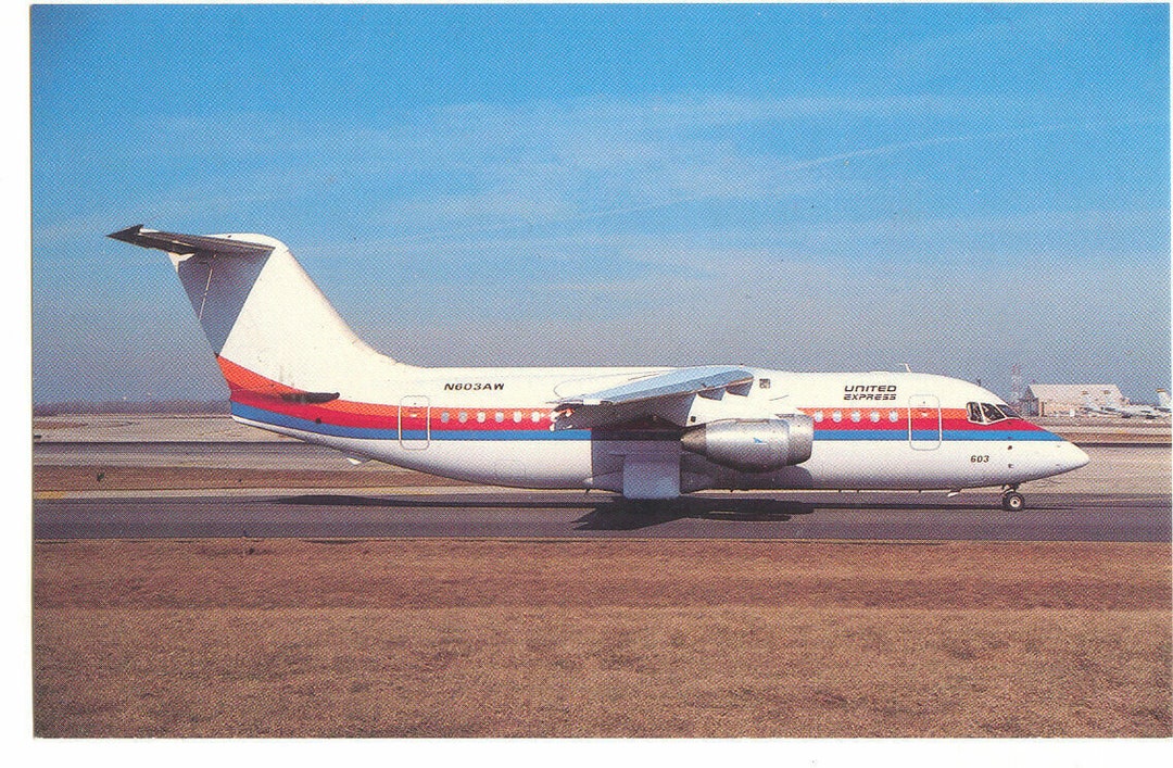 United Express Bae 146-200A Airplane Airlines Postcard - Etsy