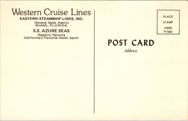 Miami Florida FL SS Azure Seas Ship Western Cruise Lines - Etsy