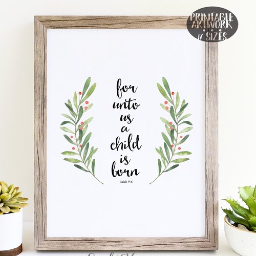 For Unto Us A Child is Born Printable Isaiah Christmas Wall - Etsy Canada