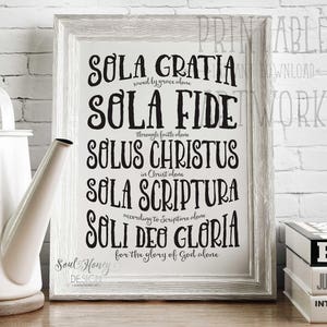 Five Solas Reformation Print Christian Wall Art Printable Quotes ...