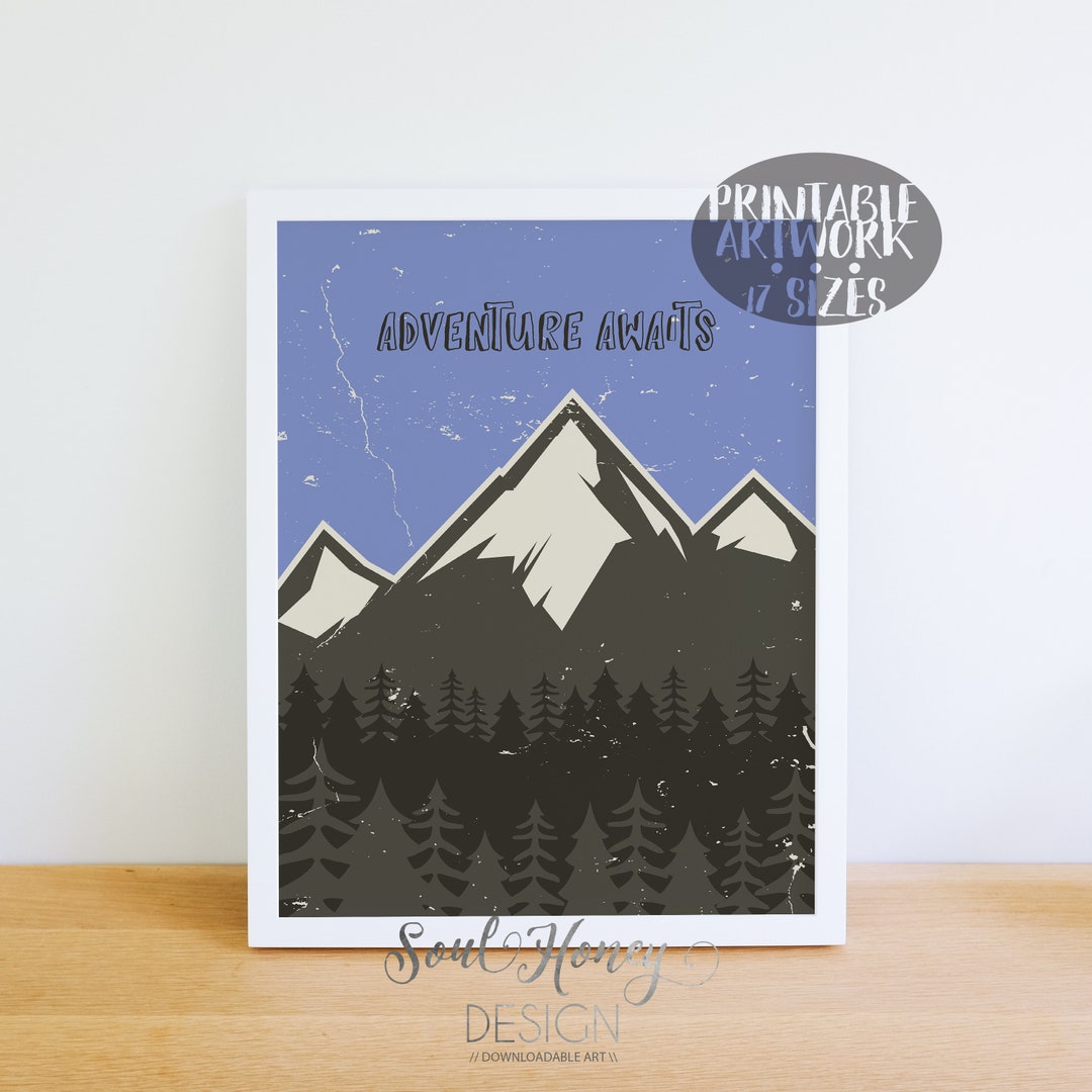Downloadable Prints Adventure Awaits Mountain Scene - Etsy