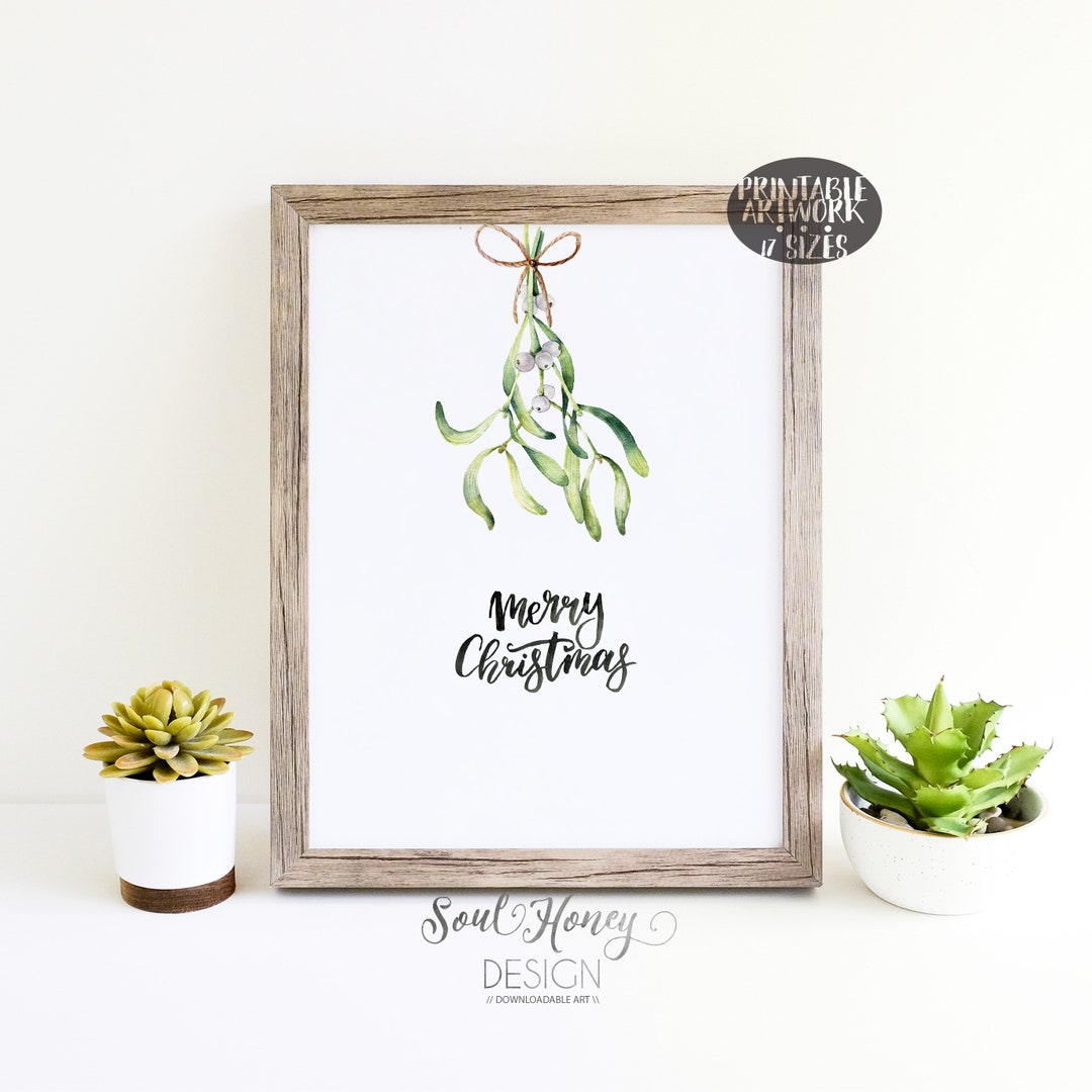 Downloadable Prints Merry Christmas Mistletoe Print Christmas ...