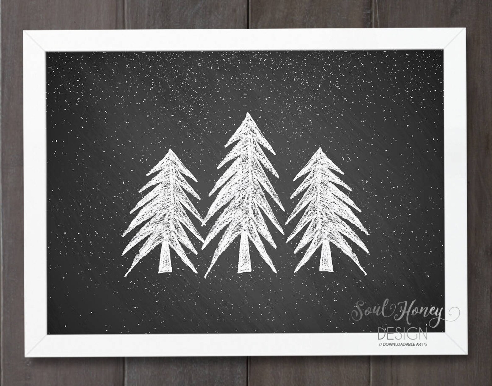 Downloadable Prints Christmas Trees With Falling Snow Print - Etsy