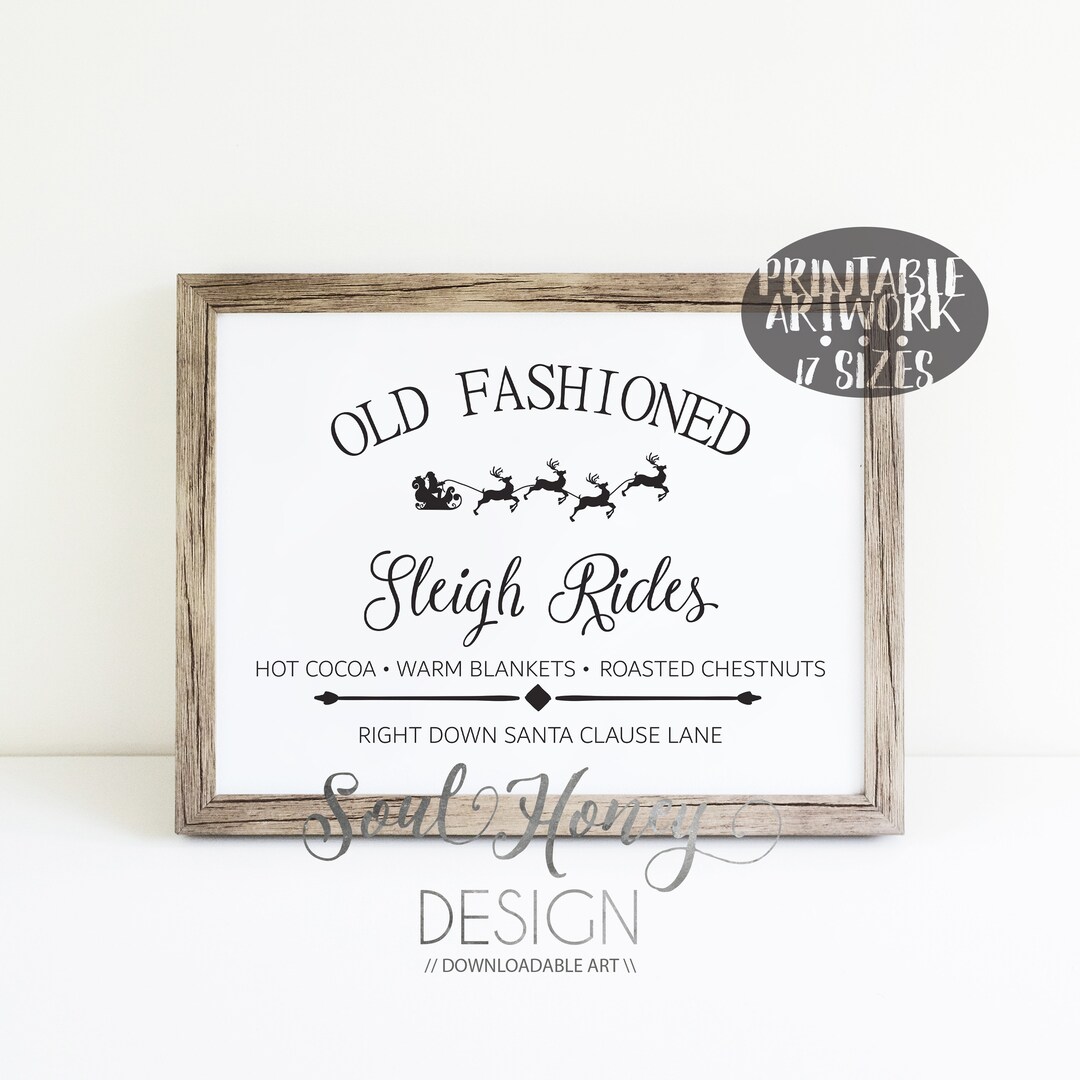 Sleigh Rides Printable Reindeer Sleigh Rides Sign Old Fashioned Sleigh ...