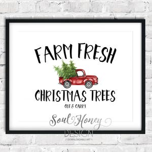 Farm Fresh Christmas Trees Truck and Tree Print Christmas Tree Farm ...