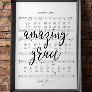 Downloadable Prints Amazing Grace L Hymn Sheet Music Christian Art ...