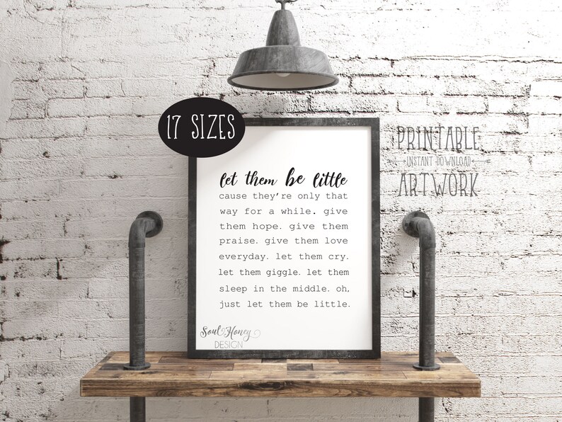 Let Them Be Little Nursery Wall Art Decor Printable Quotes | Etsy