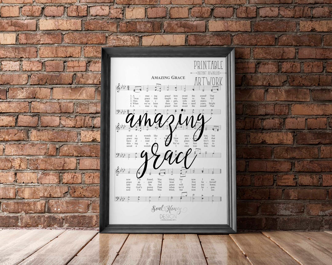 Downloadable Prints Amazing Grace L Hymn Sheet Music Christian Art ...