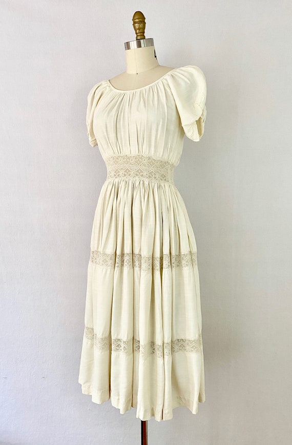 1930s-1940s Vintage White Boho Dress - Gem