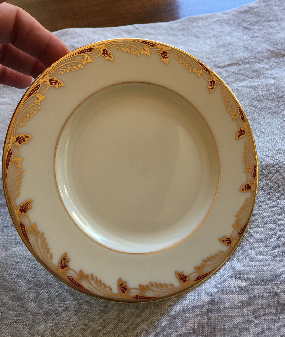 Vintage Lenox Porcelain China, Essex Pattern, Maroon (smooth) Bread and ...