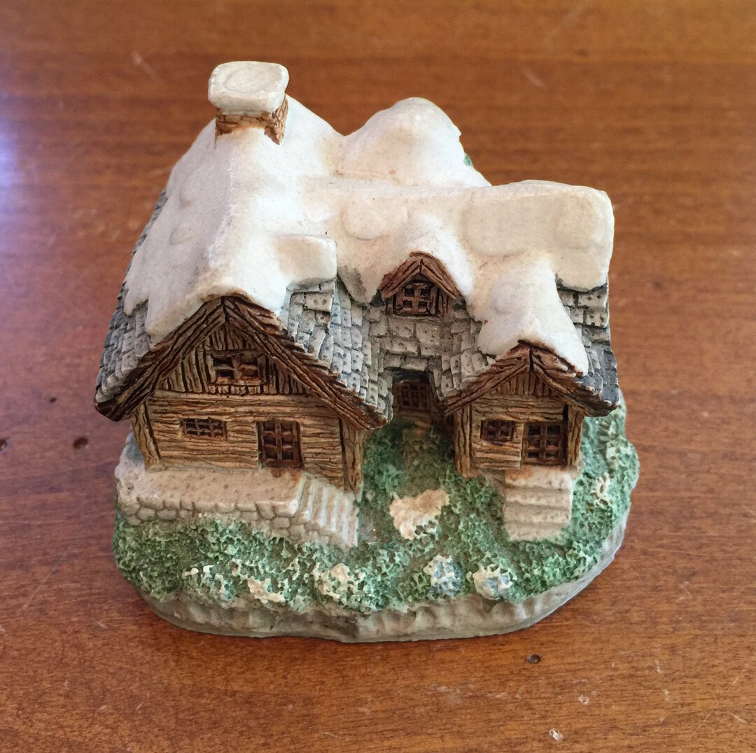 Vintage Mountain Cabin House With Snow Covered Roof Resin Paperweight ...