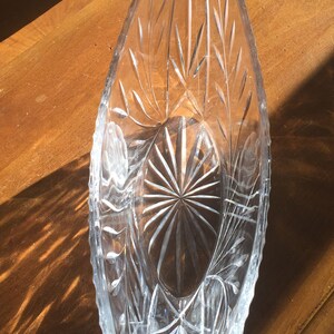 Vintage Etched and Cut Crystal Boat Shaped Vase - Circa 1960's. - Etsy