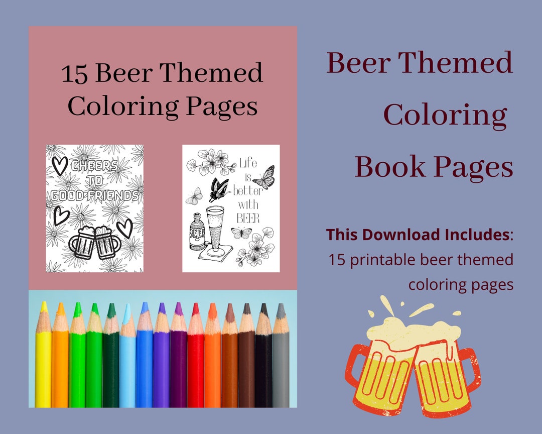 Beer Lovers Beer Coloring Book Pages Printable Instant Download PDF ...