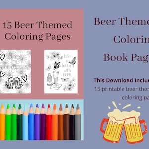 Beer Lovers Beer Coloring Book Pages Printable Instant Download PDF ...