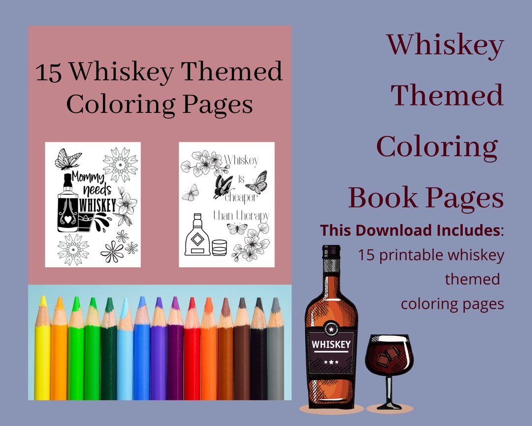 Whiskey Lovers Whiskey Coloring Book Pages Printable Instant Download ...