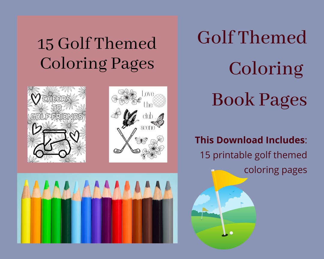Golf Lovers Golf Coloring Book Pages Printable Instant Download PDF - Etsy