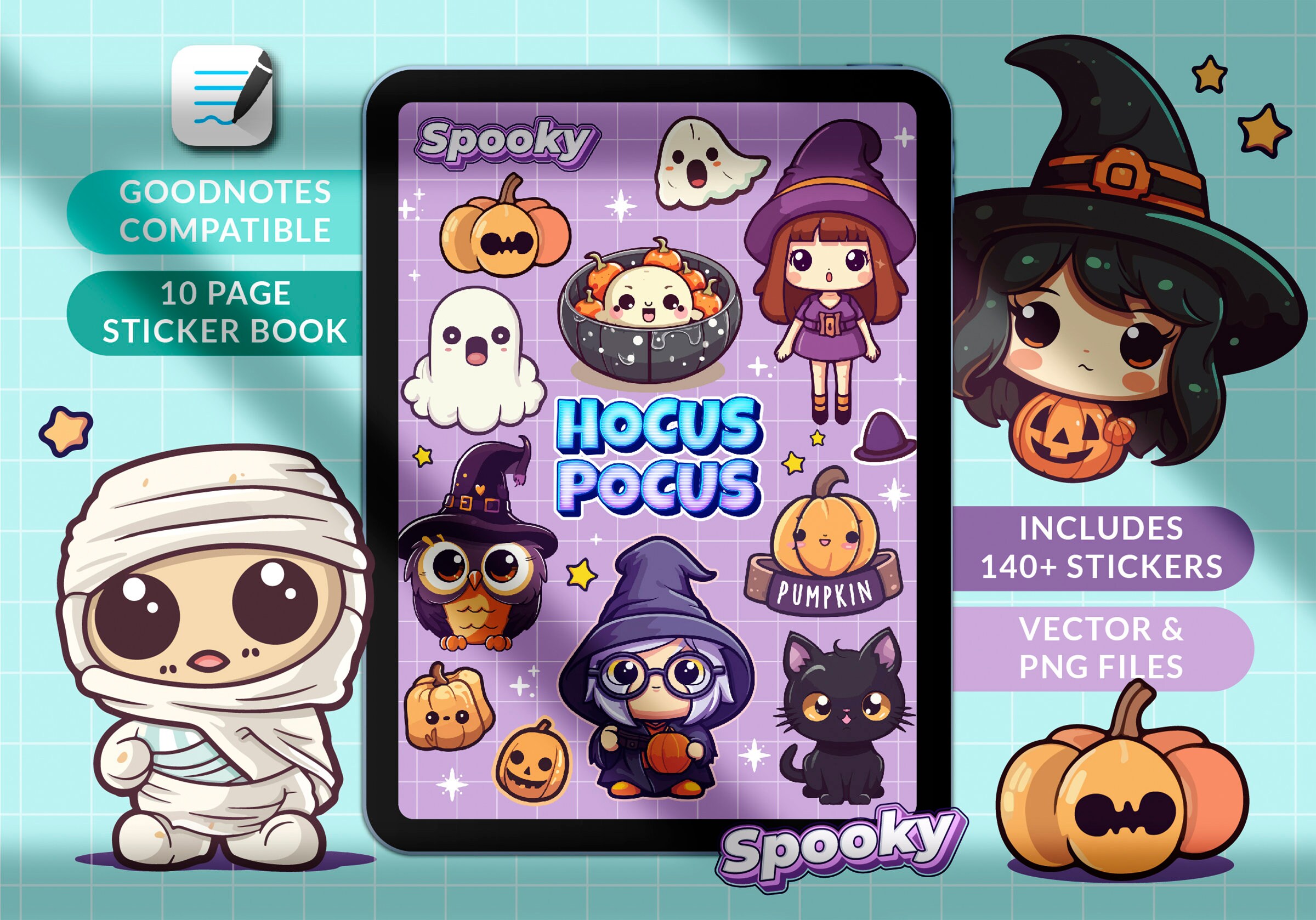 Spooky Halloween Aesthetic 140 DIGITAL STICKERS Goodnotes - Etsy